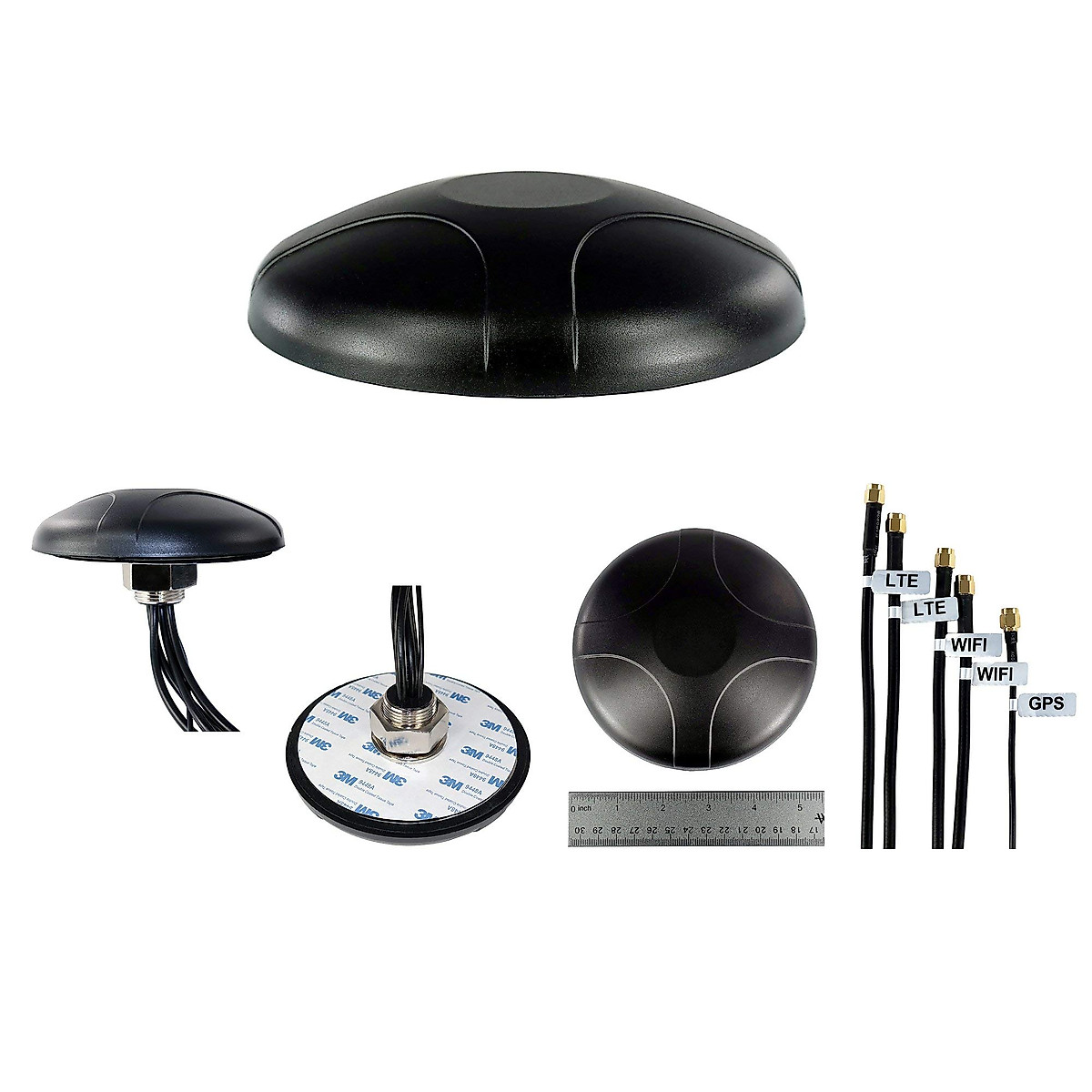 Proxicast 5-in-1 Professional Low-Profile MIMO LTE + Wi-Fi + GPS Screw Mount Combination Vehicle Antenna Compatible with Cradlepoint, Digi, Peplink and Other Modems/Routers (ANT-500-221)