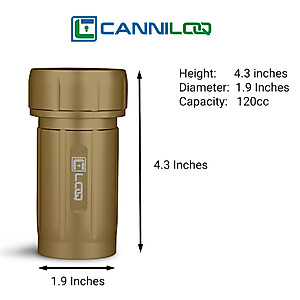Canniloq TXD120 Premium Rugged Storage Jar and Airtight Container Keeps Herbs Fresh, High Strength Zytel, 120ml, Tan Body, Tan Cap
