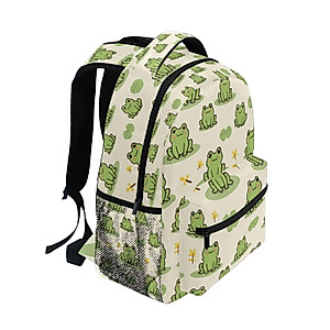 Kcldeci Cute Frog Pattern Kids Backpack for Boys Girls Elementary Schoolbag Kindergarten Bookbags Preschool School Bag Toddler Book Bags Travel Bag