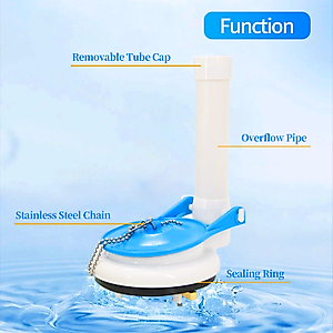 Lychee Light Toilet Flush Valve Assembly for One-Piece Toilets with Flapper and Chain 3-Inch Replacement Parts, Repair Kit, Easy Install.