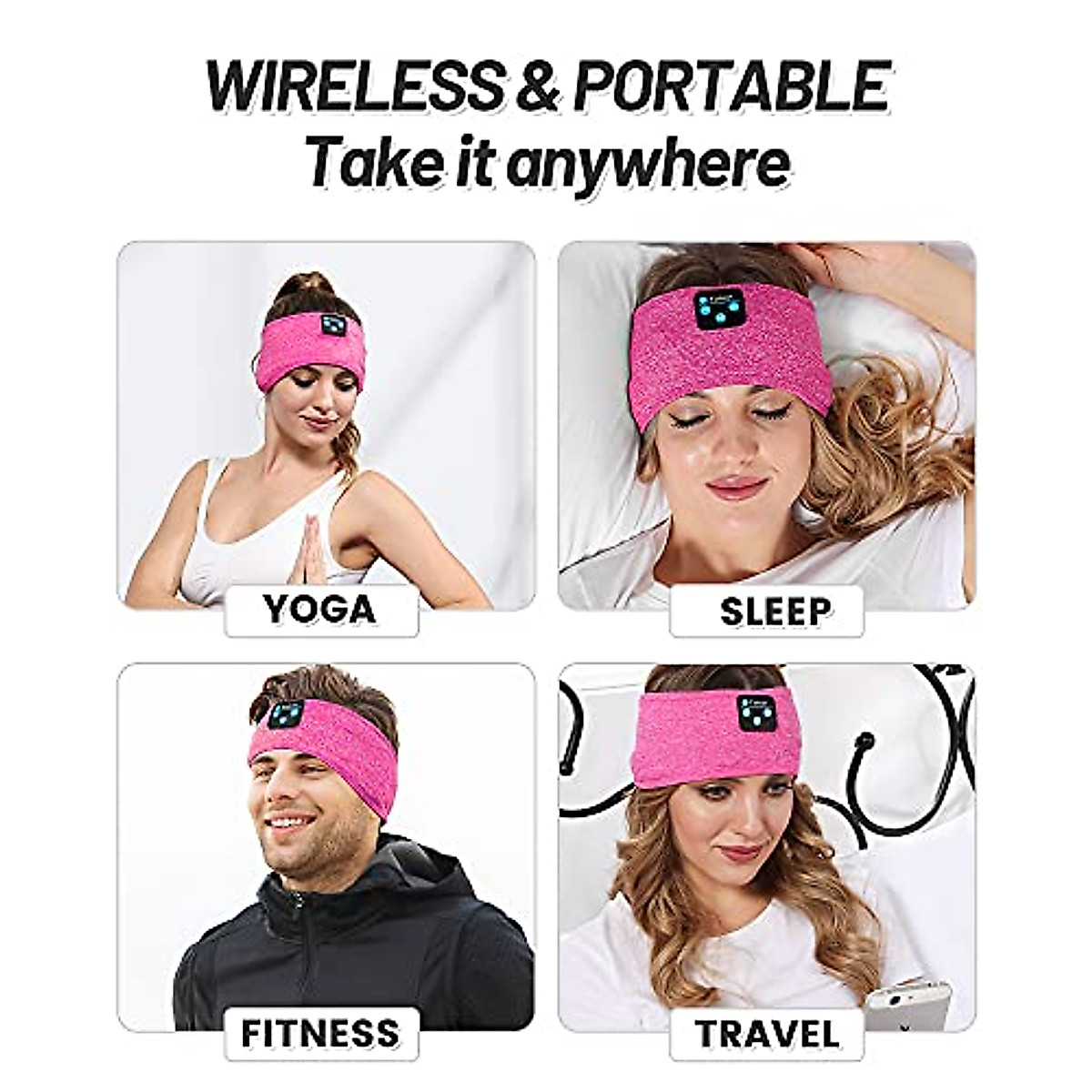 Fulext Sleep Headphones Bluetooth Sleeping Headband, Sleeping Headphones Music Sports Headband, Ultra-Soft Headphones Headband for Side Sleepers, Sleeping Gifts for Men Women