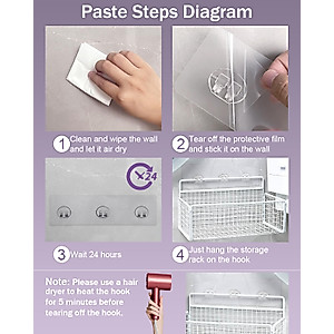 Kethmeva 2-PCS Shower Adhesive Hooks Shower Caddy Adhesive Replacement,Transparent Strong Hook Strip, Waterproof Without Drilling, can be Matched with soap Rack Storage Rack, Kitchen Rack