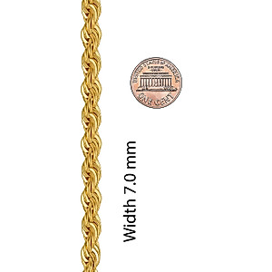 LIFETIME JEWELRY 7mm Rope Chain Bracelet for Men and Women 24K Real Gold Plated (Gold, 8 inches)