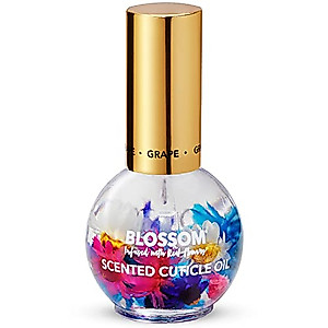 Blossom Hydrating, Moisturizing, Strengthening, Scented Cuticle Oil, Infused with Real Flowers, Made in USA, 0.42 fl. oz, Grape
