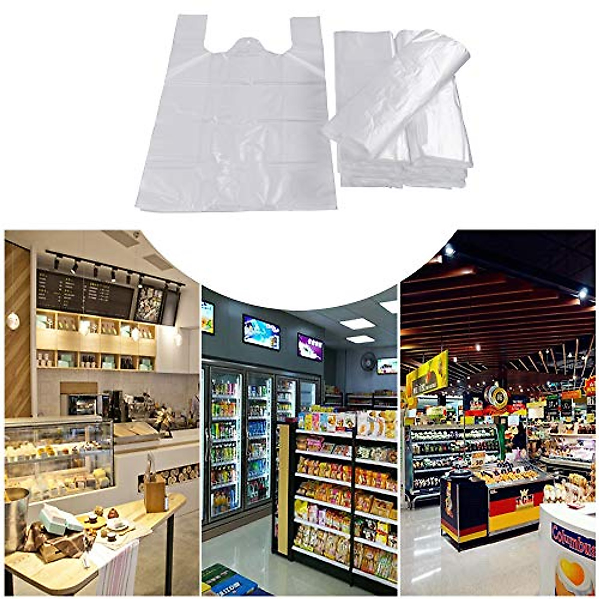 Lesbin Clear Plastic Handle T-shirt Shopping Bags, 400 Counts Reusable Carryout Bags