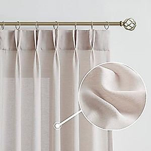 Enactex Linen Textured 84 Inch Pinch Pleat Light Filtering Curtains for Living Room, Semi Sheer Farmhouse Privacy Back Tab Window Treatments for Bedroom 2 Panels, Natural