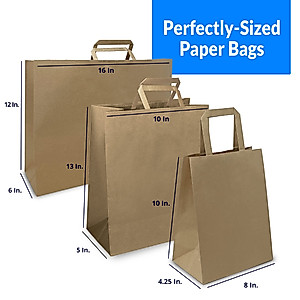 Reli. Paper Bags w/Handles, Kraft | Assorted Large Sizes | 75 Pcs (25 Bags Per Size) - Bulk | 8x4.25x10-10x5x13-16x6x12 | Brown Paper Bags Combo Pack | Retail Bags/Shopping Bags, Gift Bags