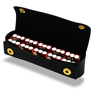Luck Lab Grade AAA 19mm Casino Dice with Razor Edges and Matching Serial Numbers Set of 5 and Leather Dice Case (Red)