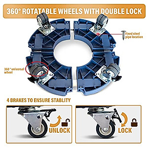 DOFIMATE 2 Pack Rolling Plant Stand with Wheels,15-21’’Adjustable Heavy Duty Plant Caddy with Wheels for Indoor Outdoor Planter Dolly Lockable