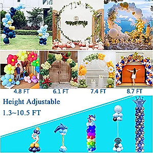 Decojoy Balloon Arch Stand, 7.5ft Large Round Backdrop Frame, Adjustable Half Circle Arch, 2 set Reusable Metal Ballon Column Kit with Base 3IN1 for Birthday, Wedding, Graduation, Baby Shower Party
