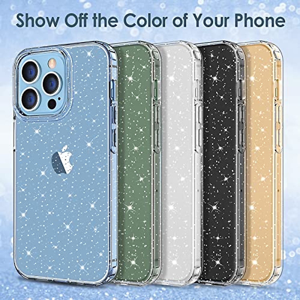 for iPhone 13 Pro Max Case Clear Glitter, Cute Girly Sparkly Bling Phone Case for Women Girls [Sparkle Design] Anti-Scratch Soft TPU Slim Fit Shockproof Protective Case Cover 6.7", Clear Glitter