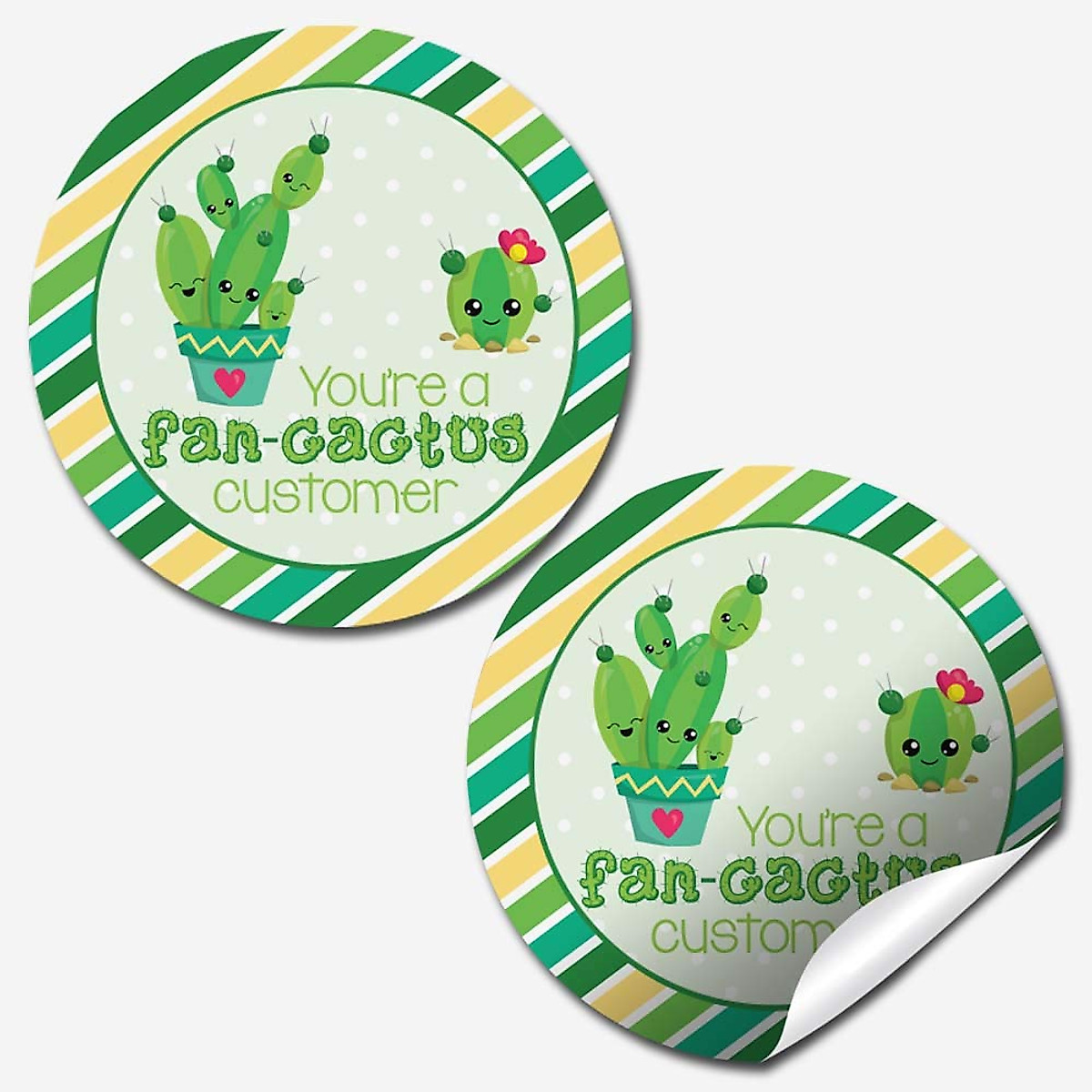 Funny You’re A Fantastic Customer Cactus Thank You Customer Appreciation Sticker Labels for Small Businesses, 60 1.5" Circle Stickers by AmandaCreation, for Envelopes, Postcards, Direct Mail, More!