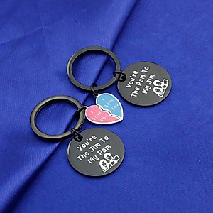 NC You are The Pam to My Jim Keychains Set The Office TV Show Inspired Gifts for Couples Wedding Anniversary (roundKBSet)