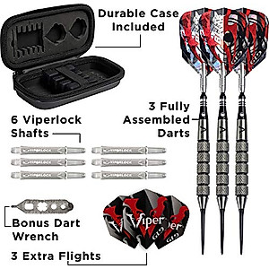 Viper by GLD Products unisex adult Viper Blitz 95 Tungsten Steel Tip Dart Set with Case 28 Grams, Black, 28-Gram US
