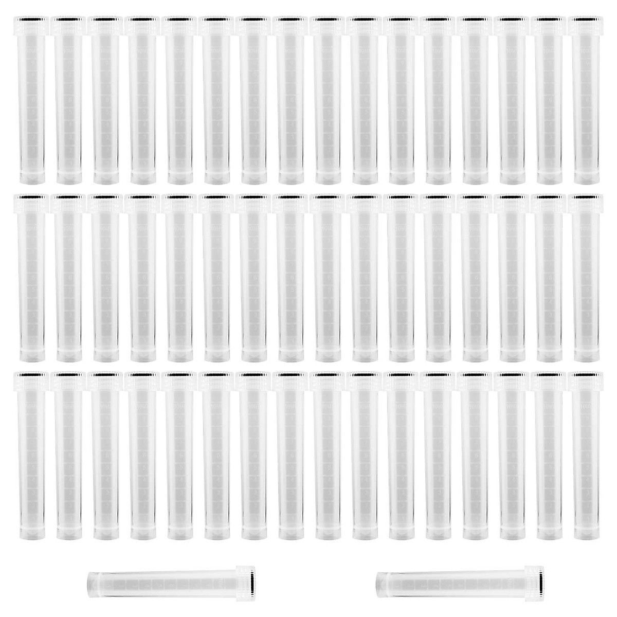 Bluecel 10ml Lab Plastic Frozen Test Tube Vial Seal Ring Container with Screw Caps and Scale (50)
