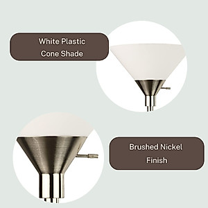 Metro Modern Floor Lamp 72" Tall Floor Light Brushed Nickel Metal With White Shade - Stand Up Lamp - Uplight Pole Light Standing Lamp Floor Lamp For Bedroom Silver Floor Lamps For Living Room