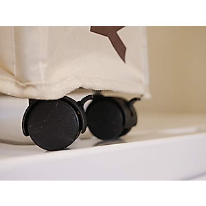 Topline Collapsible Laundry Hamper with Lockable Wheels, Slim Rolling Clothing Basket with Mesh Drawstring Closure - Beige