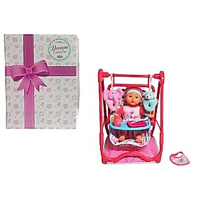 Dream Collection, Baby Doll 4-in-1 High Chair Play Set - Lifelike Baby Doll and Accessories for Realistic Pretend Play, Posable Soft Toy - 12”