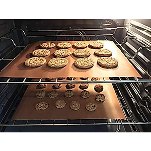 KT Deals 5 Pack Copper Grill Mat and Bake Mat Non Stick BBQ Grill Cooking Mats Reusable Easy to Clean Grill BBQ Baking Sheets for Gas, Charcoal, Electric Grill