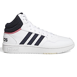 adidas Women's Hoops 3.0 Mid Basketball Shoe, White/Legend Ink/Rose Tone, 8.5