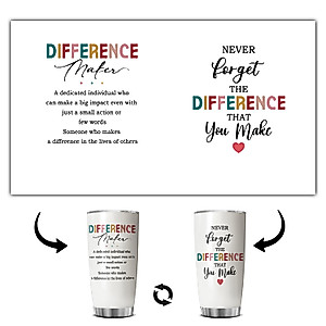 20 Oz Tumbler Difference Maker Gift, Making A Difference Gifts, Thank You Tumbler - Christmas, Birthday Gifts For Women, appreciation gifts for Boss, Leader, Employee, Coworkers, Teachers