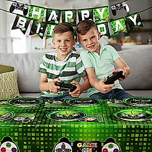 WERNNSAI Game Party Supplies Kit - Video Game Themed Party Packs for Boys Kids Birthday Game Lovers Dinner Dessert Plates Napkins Serves 16 Guests 48 Pieces
