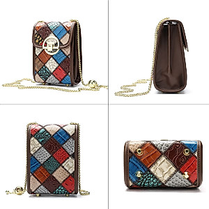 Segater Women Multicolor Crossbody Bag Crocodile Pattern Cowhide Leather Shoulder Bag Random Splicing Handbag Fashon Purses