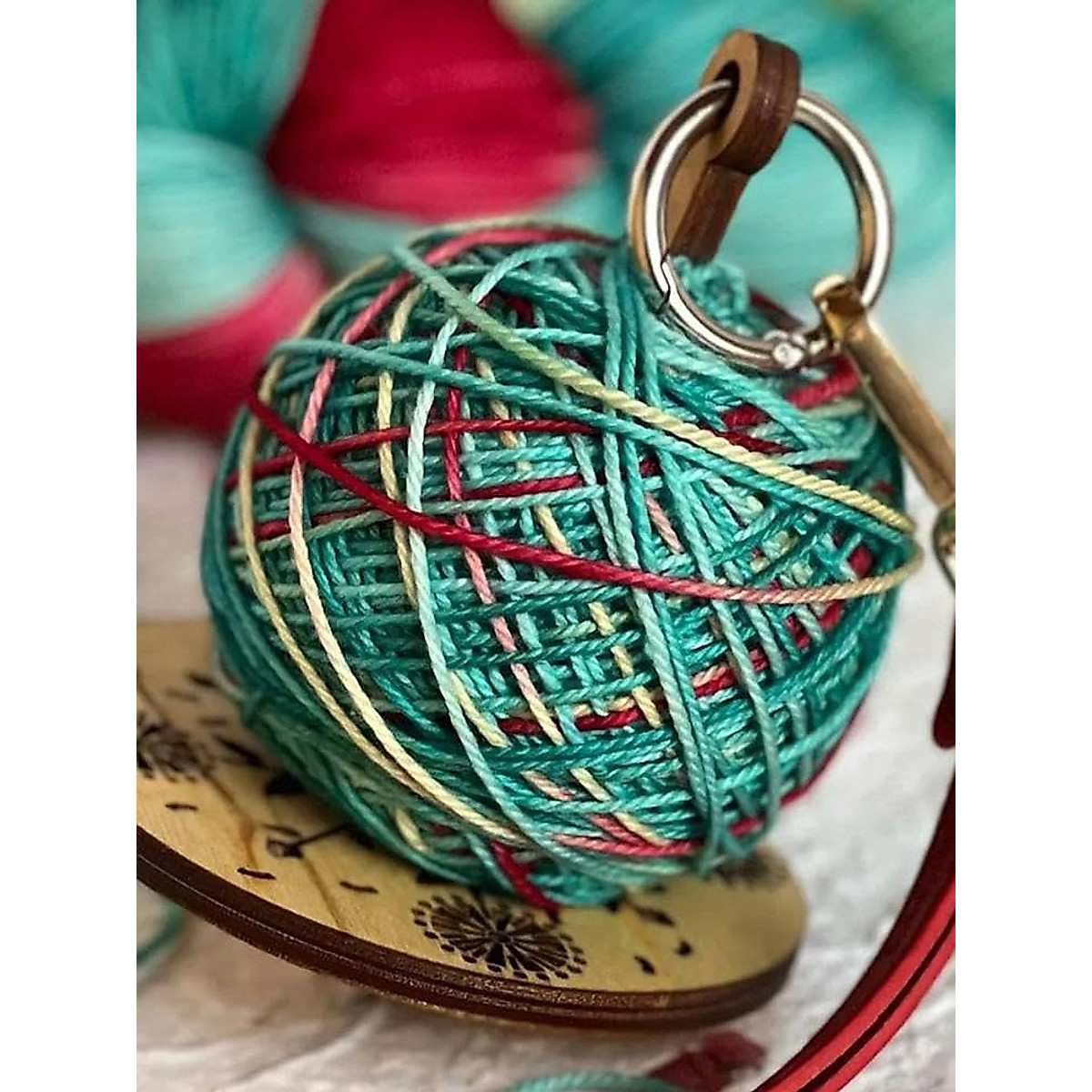 Wood Yarn Holder | Portable Wooden Yarn Holder with Wrist Strap | Knitting Crocheting Embroidery Accessories for Hats, Cardigans, Sweaters, Socks, Blankets, Handicrafts