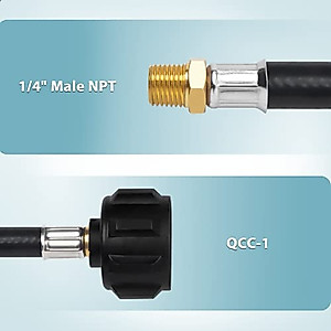 SHINESTAR 15-Inch RV Propane Hose, Propane Tank Hose for RV Two-Stage Propane Regulator, 1/4-Inch Male NPT x QCC-1, 2-Pack