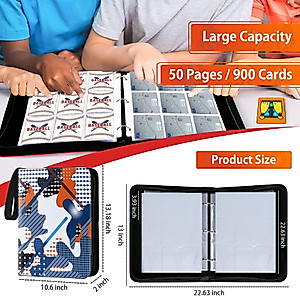 Trading Card Binder Card Holder, 900 Cards with 50 Removable Sleeves 9 Pocket, PU leather Card Collection Binder Album Holder Game Cards Binder for Boys Girls Toys Gift (Black)