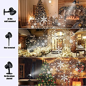 Christmas Projector Lights Outdoor - Christmas Snowflake Projector Lights with Waterproof Plug in Moving Effect Wall Mountable for Garden Ballroom, Party, Halloween, Holiday