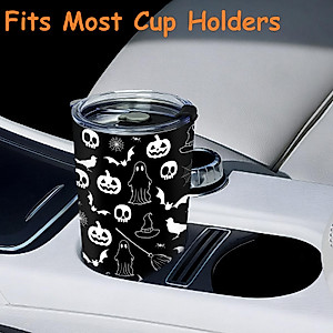 FatWongcoi Halloween Tumbler - Horror Halloween Cups for Women - 20oz Wizard Hat Ghost Skull Bat Stainless Steel Tumbler - Gothic Gift for Her - Spooky Coffee Mug for Friend