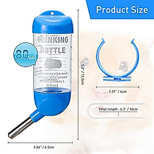 PStarDMoon Small Animals Water Bottle, Bunny Water Bottle, Hamster Water Bottle, Guinea Pig Water Bottle, Suitable for Rabbits Chinchilla Hamsters Guinea Pigs Gerbils Groundhog Squirrels (2.7 oz)