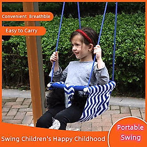 Toddler Baby Swing Seat with Heavy Duty Rope Play Secure Kids Swing Set, Secure Soft Canvas with Seat Belt for 6Months-14Years Old