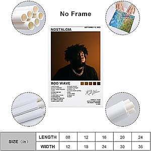 JINUS Rod Wave Poster Nostalgia Cover Album Decorative Painting Canvas Wall Posters And Art Picture Print Modern Family Bedroom Decor Posters for Room Aesthetic 08x12inch(20x30cm)