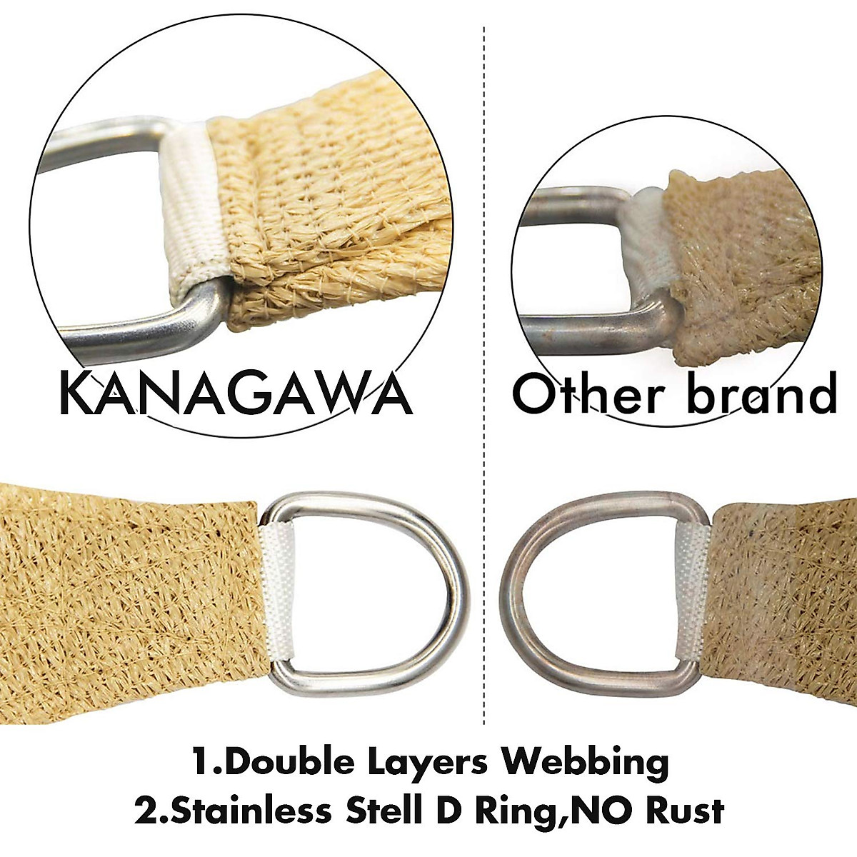 KANAGAWA Sun Shade Sail 12'x16' Sand Rectangle UV Block Canopy Awning Shelter Fabric Cloth Screen for Outdoor Patio Garden Backyard Activities