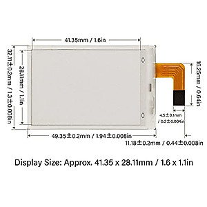 Dpofirs 1.9in Electronic Ink Display, Electronic Ink Screen with 180° Viewing Angle, SPI Interface, Support Partial Refreshness, for Temperature Humidity Meters