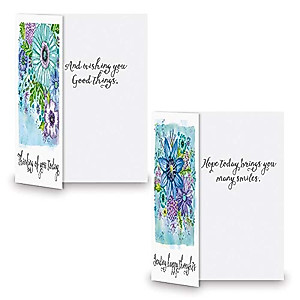 Happy Heart Thinking of You Greeting Cards - Set of 8 (4 Designs), Large 5" x 7", Friendship Cards with Sentiments Inside, White Envelopes