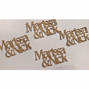 100 Pieces Personalized Initial Any Name Confettis with 2 names glitter table scatter Bridal showers engagement parties weddings anniversarys Supplies Customization Parties Birthday Partybaby shower