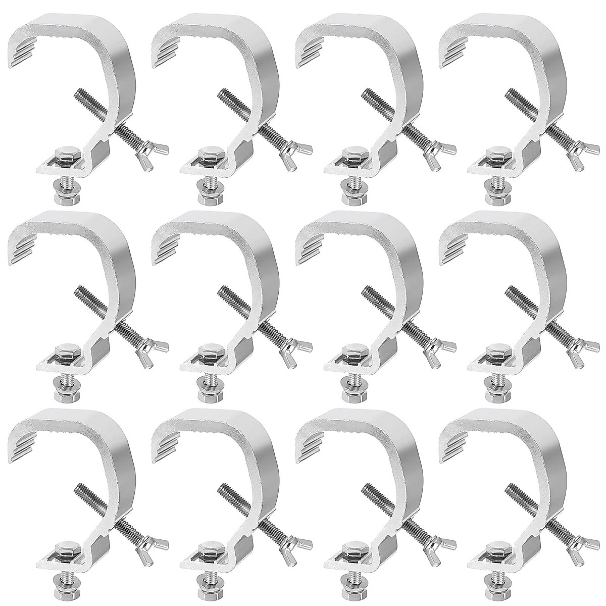 MUKLEI 12 Pack Truss Clamp, Stage Light Clamp, Stage Light Clamp Hook for Dj Lighting Spot Lights Par Lights, Fits for 2-2.16 Inch Od Pipe, 132 Lbs Capacity