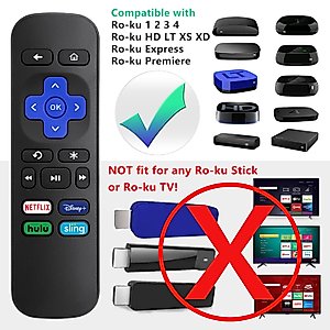 (2 Pack) Replacement Remote Control for Roku Express, for Roku Premiere, for Roku Box, for Roku Player, for Roku 1 2 3 4 -【NOT for Stick or TV】