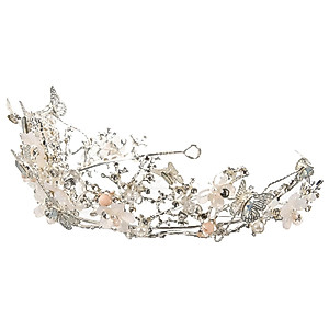 Butterfly Tiara Baroque Wedding Crown Butterflies Flowers Bridal Baroque Queen Crown Crystal Birthday Tiara Bridal Headpiece for Women and Girls