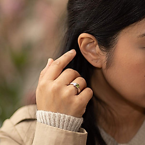 PEORA Peridot Ethereal Solitaire Ring for Women 925 Sterling Silver, Natural Gemstone, 0.75 Carat Round Shape 6mm, Comfort Fit, Size 7