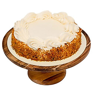 Acacia Wood Cake Stand - 10 inch Durable Rustic Wooden Cake Stand for Weddings Birthday Parties - Pedestal Cake Platter, Cupcake and Dessert Stands for Table by HobbiCo.