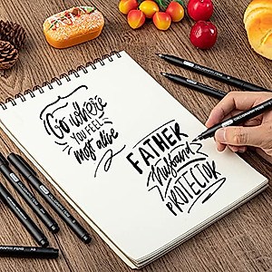 Brusarth Calligraphy Pens,Hand Lettering Pens, Calligraphy Brush Pen set for Beginners Writing, Sketching, Scrapbooking, Journaling, Soft and Fine Tip, Black Ink Drawing Pen Set, 8 Size