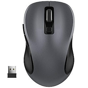 WisFox 2.4G Wireless Mouse for Laptop, Ergonomic Computer Mouse with USB Receiver and 3 Adjustable Levels, 6 Button Cordless Mouse Wireless Mice for Windows Mac PC Notebook (Grey)