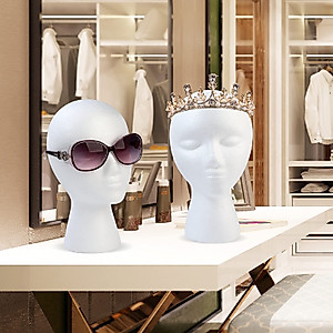 BALABALA 3 Pcs Foam Wig Head, Female Styrofoam Mannequin Hairpieces Stand Holder Cosmetics Model Head Wig Display for Style, Model, Display Hair, Hats, Hairpieces, Mask , Salon and Travel