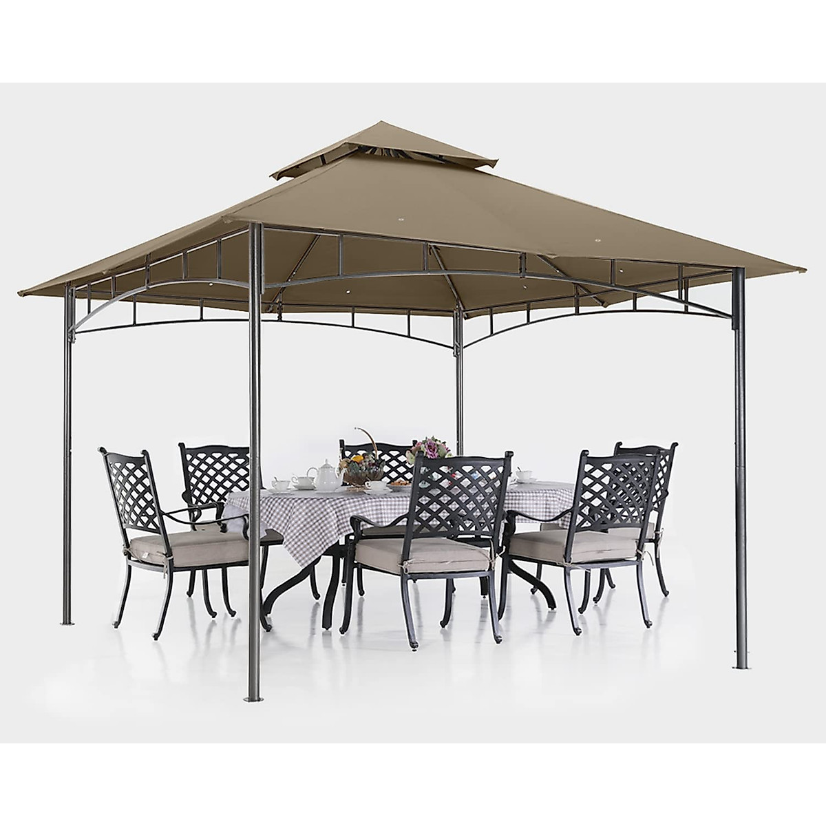 ABCCANOPY Gazebos for Patios 10x10 - Outdoor Steel Frame Gazebo for Lawn Backyard Garden Deck (Khaki)