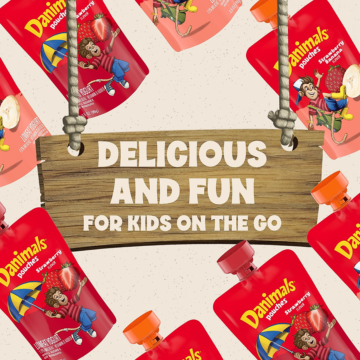 Danimals Squeezables Low Fat Yogurt Pouch, Cotton Candy, Gluten-Free,3.5 Oz, Pack of 4