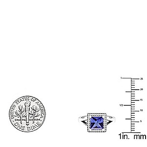 Dazzlingrock Collection 6 MM Princess Tanzanite & Round Diamond Ladies Engagement Ring in 14K White Gold, Size 6